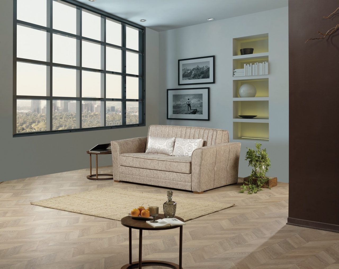 Cosmo Loveseat Sleeper Beige - Futon World